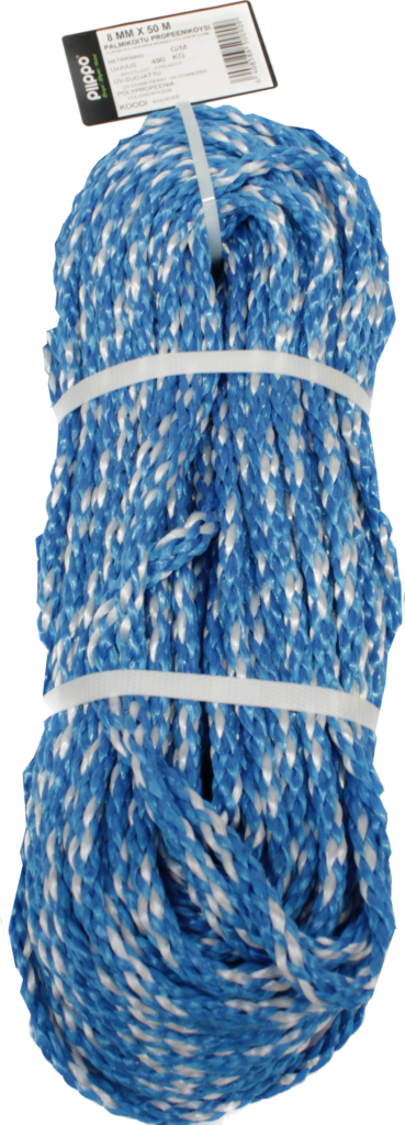 Braided polypropylene rope blue/white 8mm x 50m - PiippoShop | Manilla Oy